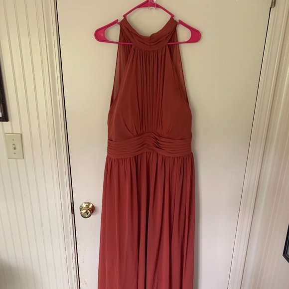 Azazie | Dresses | Azazie Terracotta Halter Neck Dress Sz 4 | Poshmark